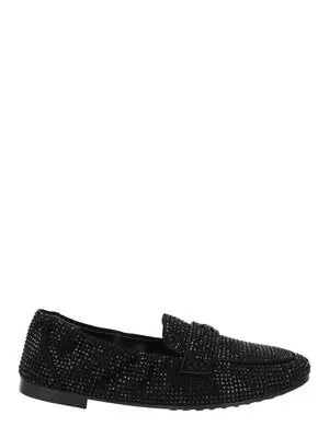 Tory Burch Embellished Suede Loafers - Black