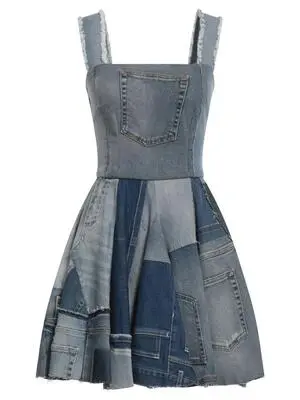 Dolce & Gabbana Denim Patchwork Square Neck Dress - Blue