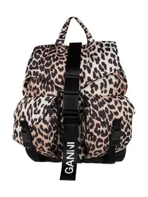 GANNI Leopard Print Backpack - Black