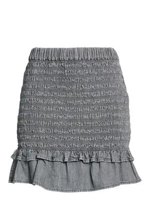 Isabel Marant Étoile Denim Midi Skirt With Gathered Ruffles - Black
