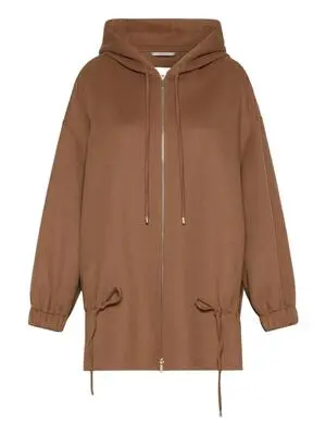 Max Mara Long-sleeved Hooded Coat With Drawstring Details - No