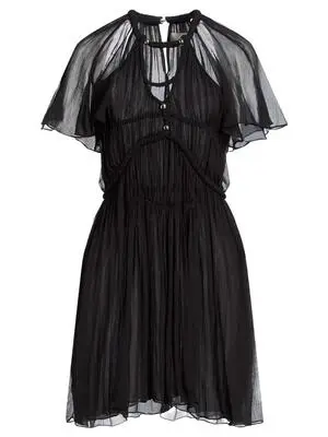 Isabel Marant Étoile Flared Chiffon Dress With Bell Sleeves - Black