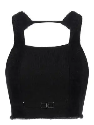Jacquemus Sleeveless Square Neck Knit Top With Open Back - Black