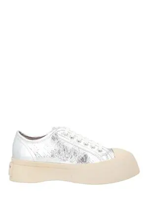 Marni Marni Metallic Leather Lace-Up Sneakers Silver