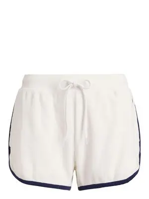 Just Cavalli Terry Cloth Athletic Shorts With Drawstring Waist - White