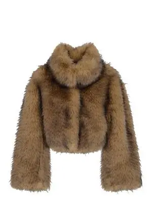 ROTATE BY BIRGER CHRISTENSEN ROTATE Fur Coat With Long Sleeves Multicolor