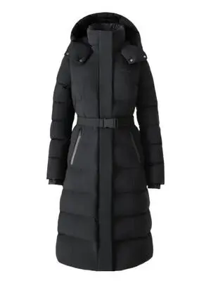 Mackage Long-sleeved Quilted Hooded Jacket With Belt - Black