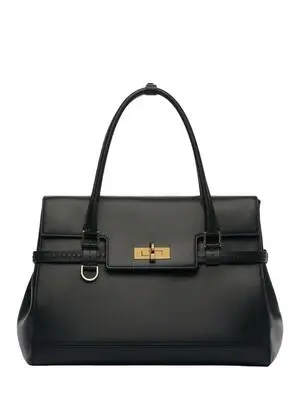 Max Mara Max Mara Natural Leather Handbag With Turn Lock Closure Black