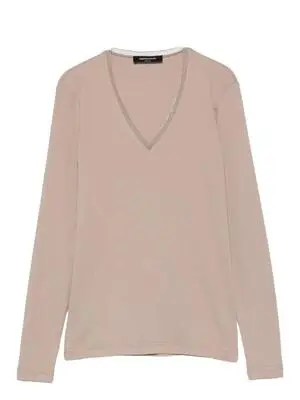 Fabiana Filippi Contrast Trim V-neck Top - Brown