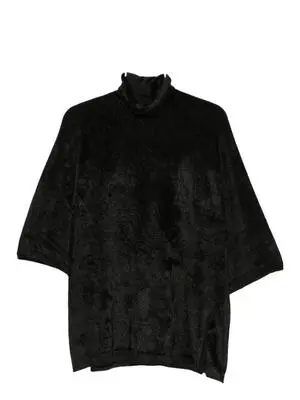 SEMICOUTURE Short-sleeved Knit Top - Black