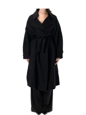 THE FRANKIE SHOP Belted Double-breasted Coat - Black