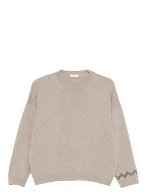 PANICALE Drop-shoulder Embellished Sweater - Nude