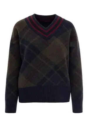 Barbour Shae V-neck Tartan Jumper - No