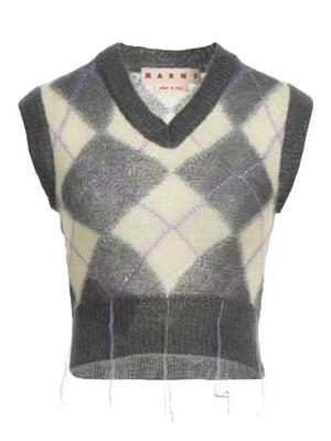 Marni V-neck Knitted Sleeveless Top - Grey