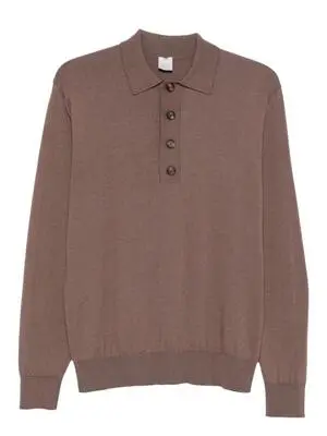 Eleventy Long-sleeve Polo Shirt - Brown