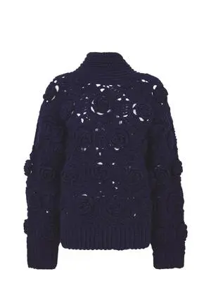 GANNI Ganni Crew Neck Sweatshirt With Rose Embellishments