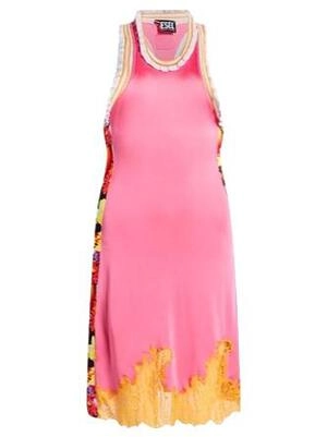 DIESEL® Sleeveless Crewneck Dress With Knitted Trims - Pink