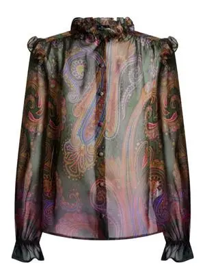 ETRO Etro Degrade Paisley Printed Silk Chiffon Shirt