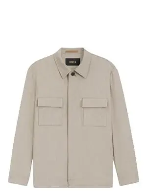 Hugo Boss Relaxed-fit Overshirt In A Wool Blend - Light Beige
