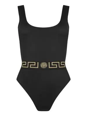 Versace Logo Embellished One-piece Swimsuit - Black