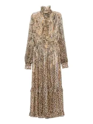 Etro Paisley And Leopard-print Maxi Dress - Brown