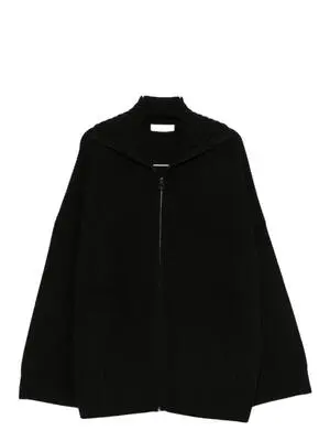 THE FRANKIE SHOP Ribbed-knit Zip-up Cardigan - Black