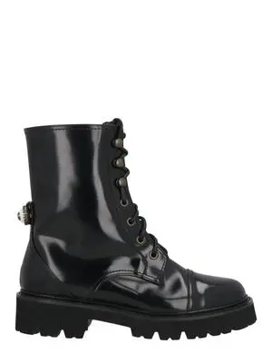 DOLCE & GABBANA Dolce & Gabbana Glossed Leather Combat Boots