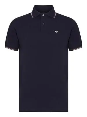Emporio Armani Navy Blue Logo Polo Shirt - Black