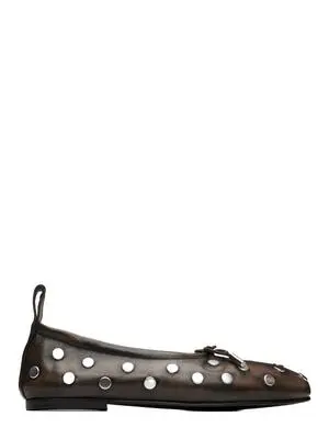 ALOHAS ALOHAS Rosalind Stud-Embellished Leather Ballet Flats Brown