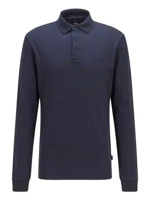 Hugo Boss Navy Blue Long-sleeved Polo Shirt - Black