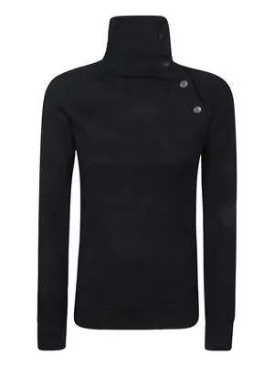 DONDUP Slim Fit Button Detailed Mock Neck Jumper - Black