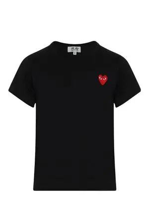 Play Comme Des Garcon Item O-neck Short-sleeved T-shirt With Heart Applique - Black