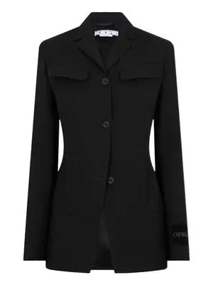 Off-White V-neck Suit Coat - Black