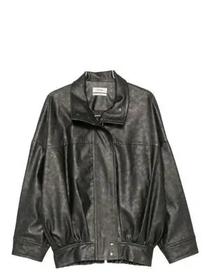 SYSTEM Panelled High-neck Biker Jacket - Black