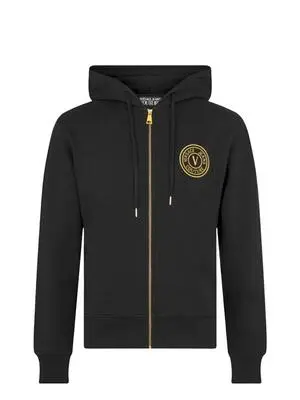 Versace Zippered Hooded Sweatshirt - Black