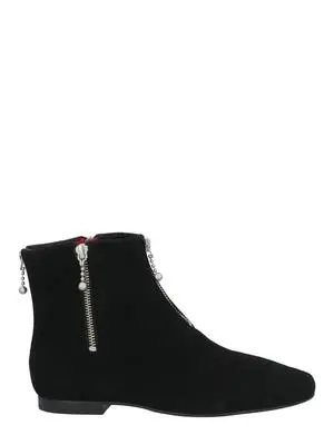 Tory Burch Suede Ankle Boots With Zipper Closure And Square Toe - Black