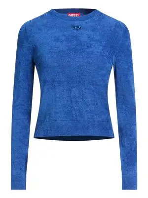 DIESEL® Long Sleeve Crew Neck Knit With Embroidered Logo - Blue