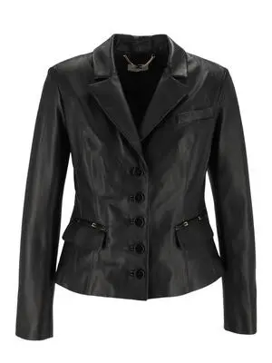ELISABETTA FRANCHI Elisabetta Franchi Logo Detailed Leather Jacket