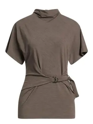 Brunello Cucinelli Short Sleeve Crewneck Top With Belt - Green