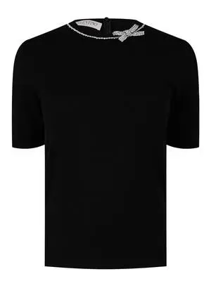 Valentino Garavani Short-sleeved Wool Shirt With Embroidery - Black