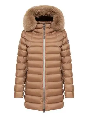 COLMAR A-line Down Jacket With Faux Fur Trimmed Hood - Marrakech Beige