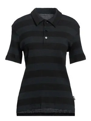 MAISON MARGIELA Striped Knit Polo Shirt - Black