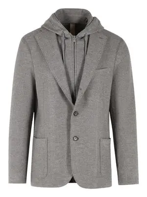 Eleventy Layered Blazer With Hood - Grey