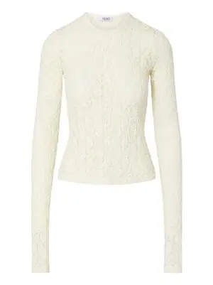 Liu Jo Liu Jo Long Sleeved Crewneck Lace Top Cream