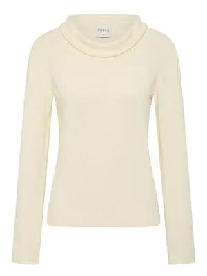 Posse Long Sleeve Knitwear With Rolled Collar - Ivory