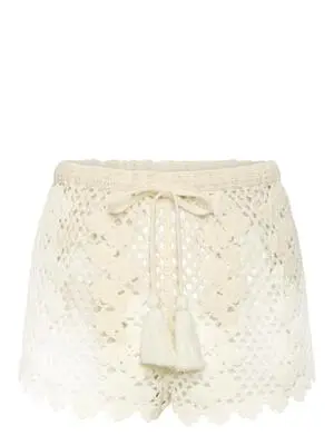 Posse Saskia Crochet Drawstring Shorts - Ivory