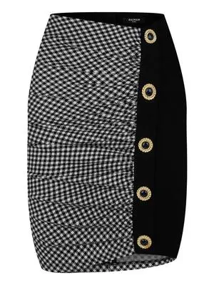 Balmain Pleated Midi Skirt With Button Detail - Black