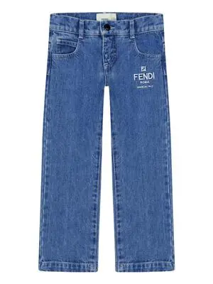 Fendi Logo Embroidered Jeans - Blue