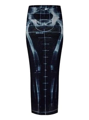 JEAN PAUL GAULTIER Jean Paul Gaultier Skeleton Print Maxi Skirt