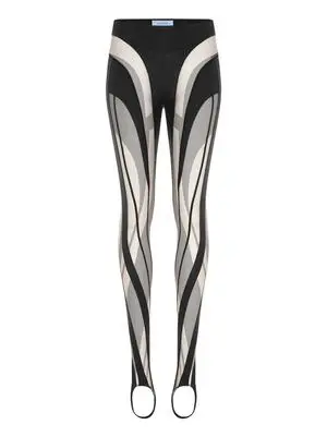 MUGLER Transparent Spiral Leggings Black